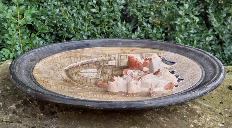 Old Plaster Plate / Medieval Scene, Tavern / Decorative Plate / Wall ...
