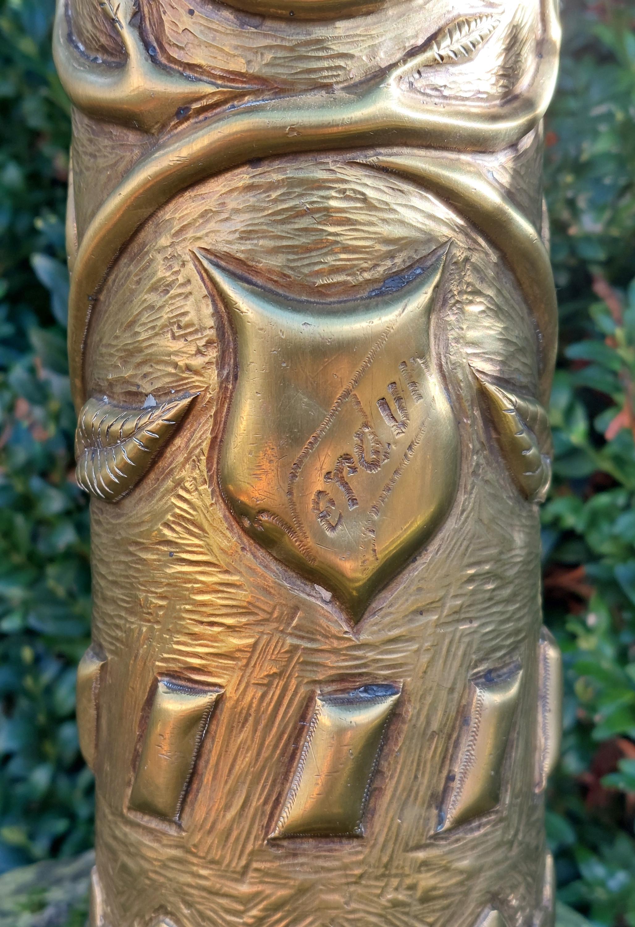 WW1 Shell Casing Vase / Trench Art / Material: Carved Brass / Souvenir ...