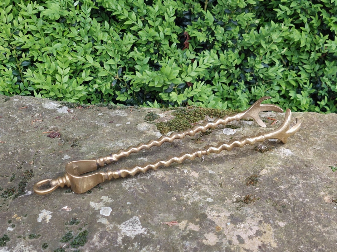 Old Brass Ember Tongs / Vintage Decoration / Origin France / Authentic ...