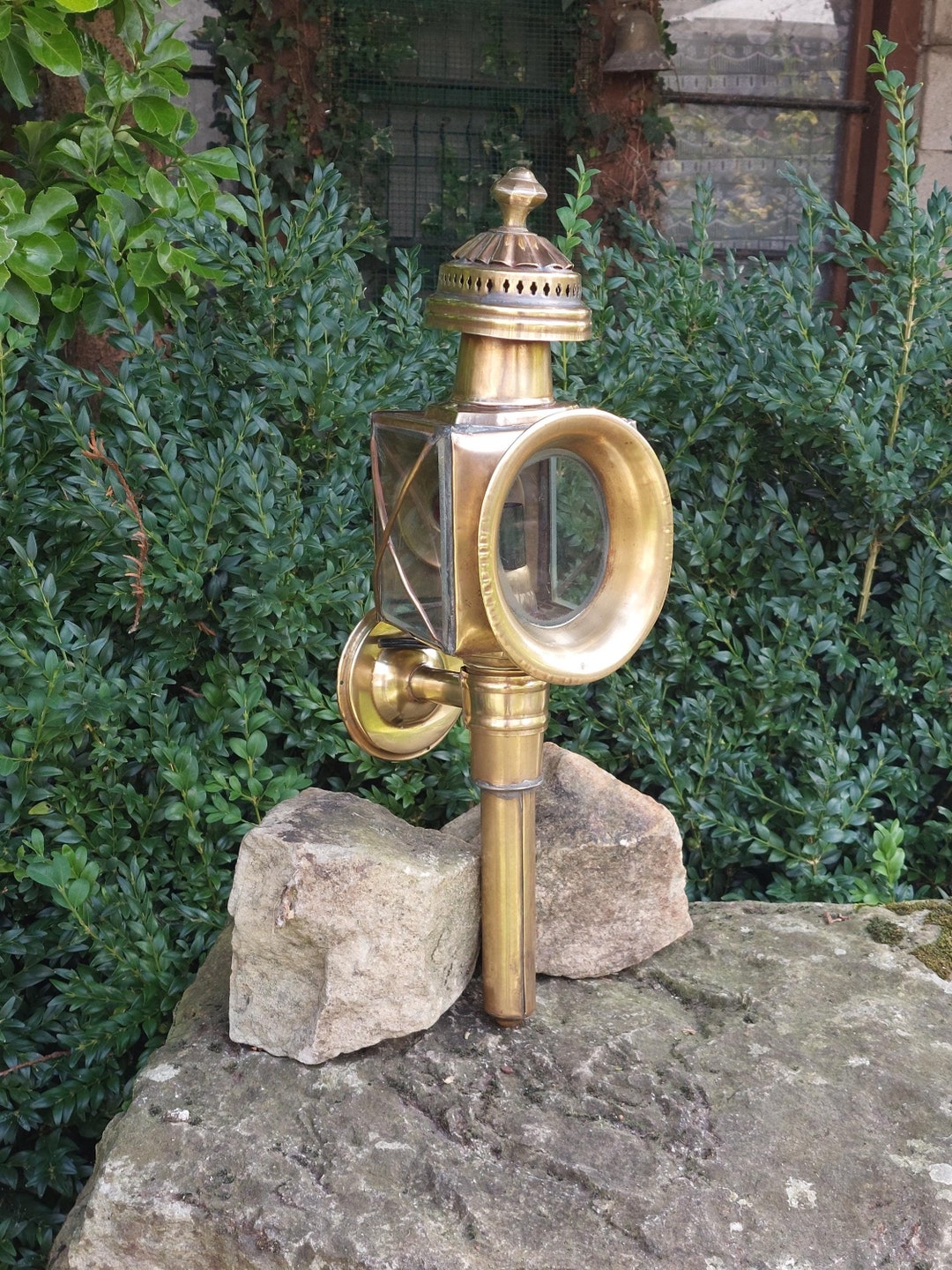 Brass and Glass Carriage Lantern / Support Included / France, 19th ...