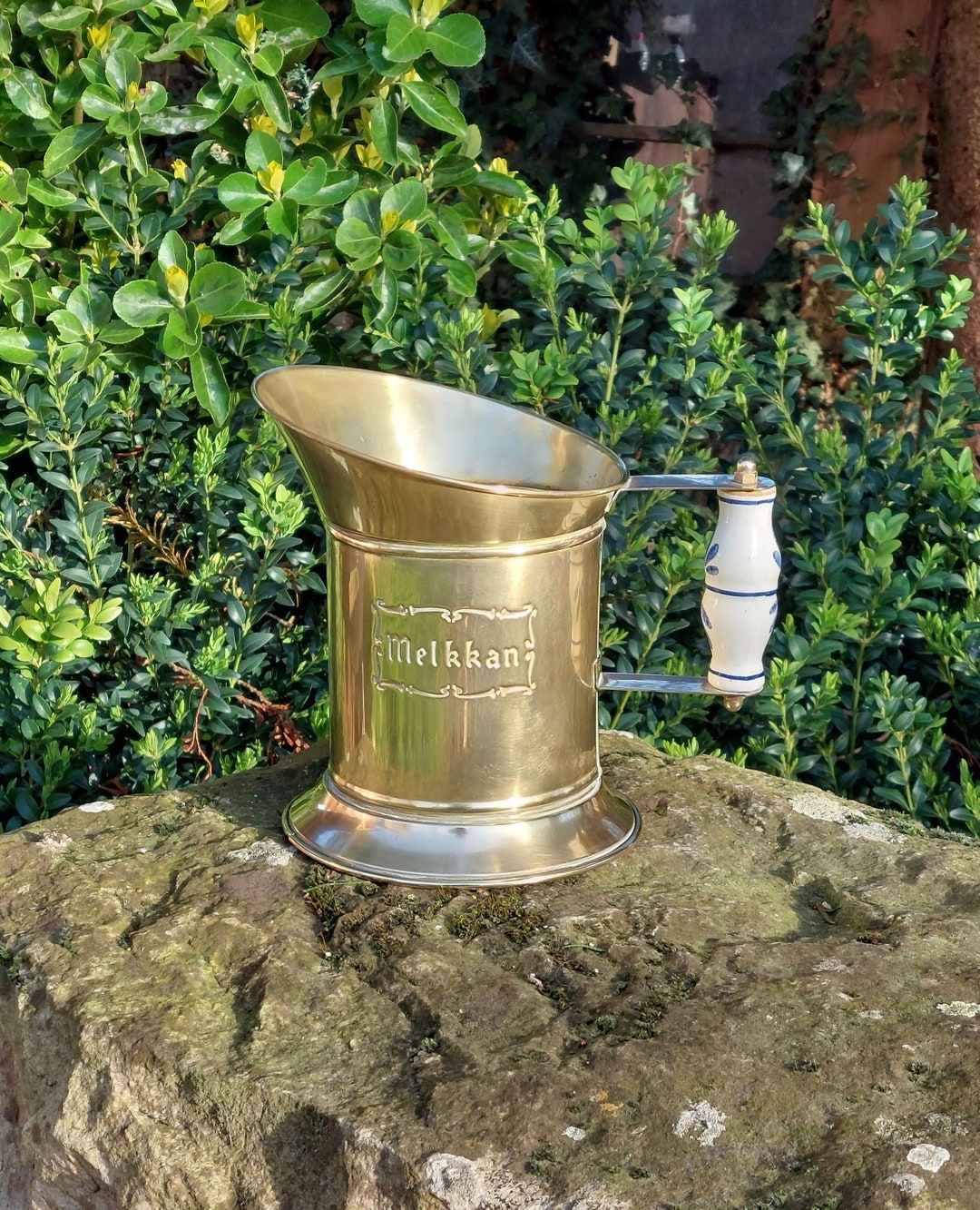 Old Brass Milk Pot, Earthenware Handle / Origin Netherlands / Melkkan ...