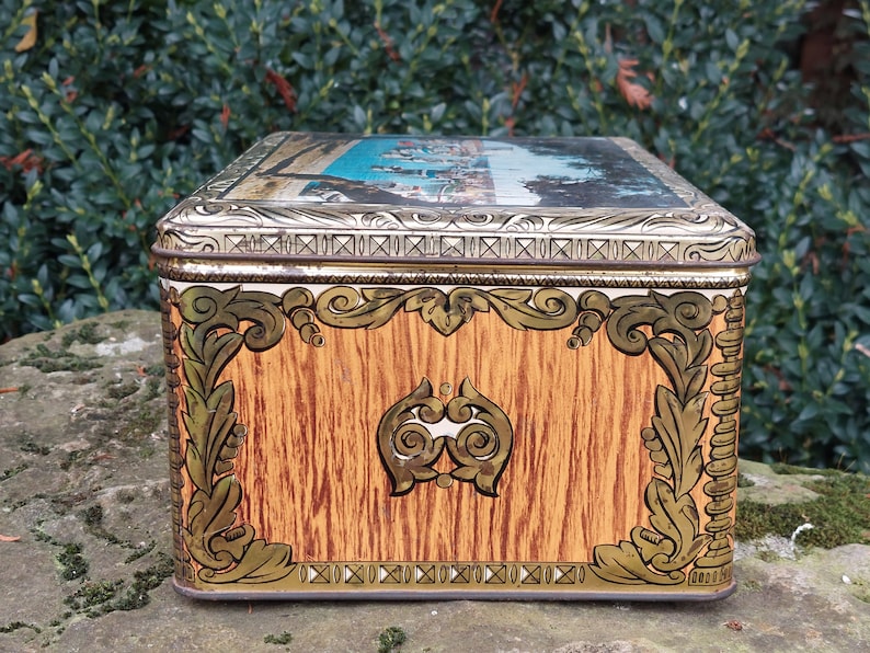 Old Illustrated Iron Box / Marina Decor, Seaside, Boats, Fishing ...
