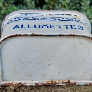 Old Match Storage Box in Blue and White Enamel / Hinged Lid / Antique ...