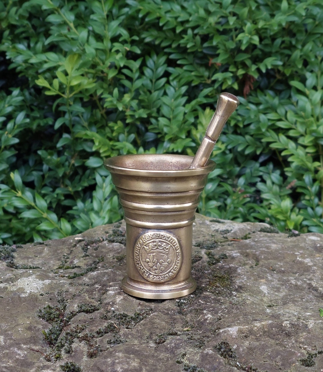 RARE // Old Mortar With Its Bronze Pestle / 17th-17th Century Period ...