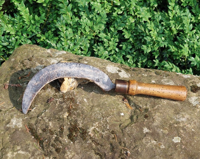 Old Steel Sickle With Wooden Handle / Garden Tool, Herbalism, Harvest ...