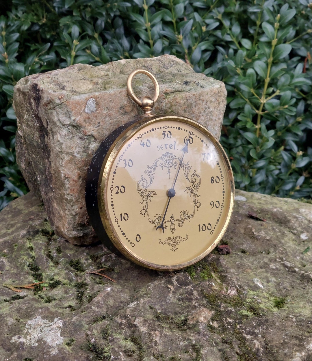 Old Metal Precision Hygrometer (%rel) / Diameter: 9.5 Cm / Vintage and ...