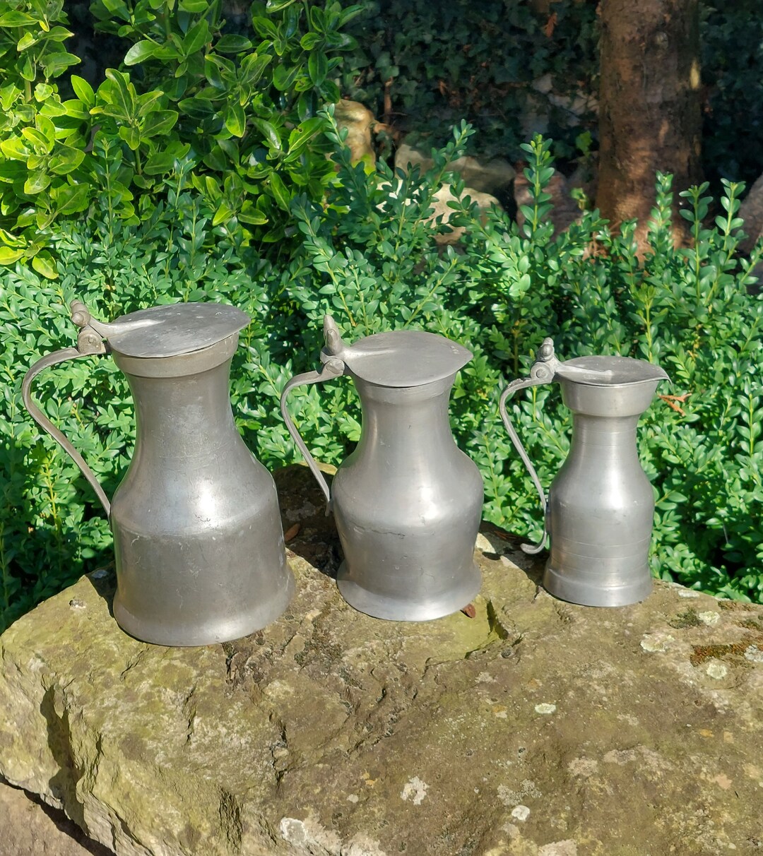 Set of 3 Hallmarked Tin Pitchers / Aries Hallmark / Carafe With Lid ...