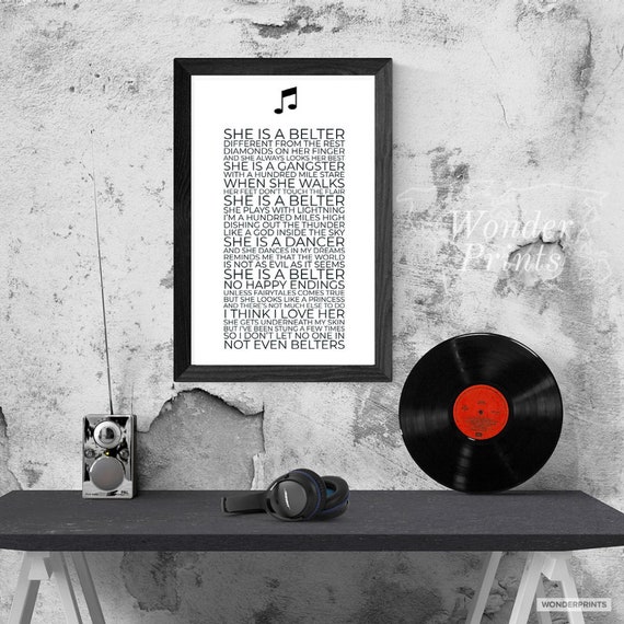 Belter Print Lyrics A3 o A4 Framed Song Canter Gerry - Etsy España