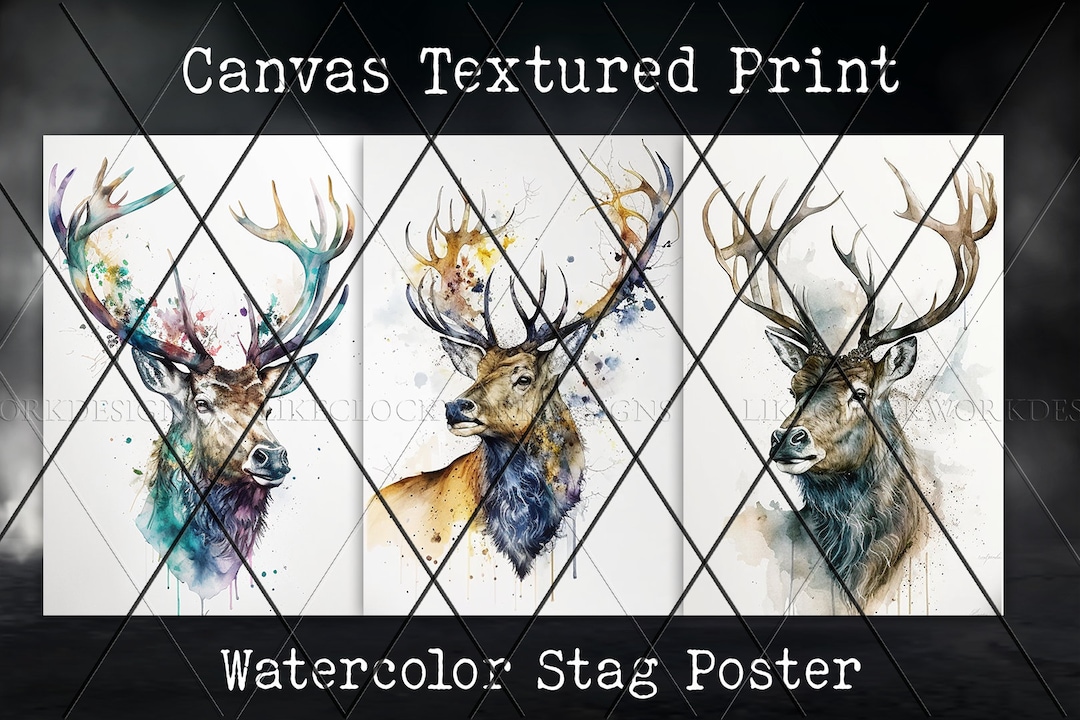 Stag Print Stag Wall Art Print Watercolor Stag Animal Print - Etsy
