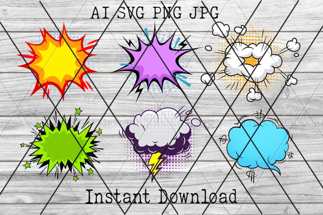 Comic Bubble PNG / Comic Action Bubble PNG Bundle / Comic Cartoon Style ...