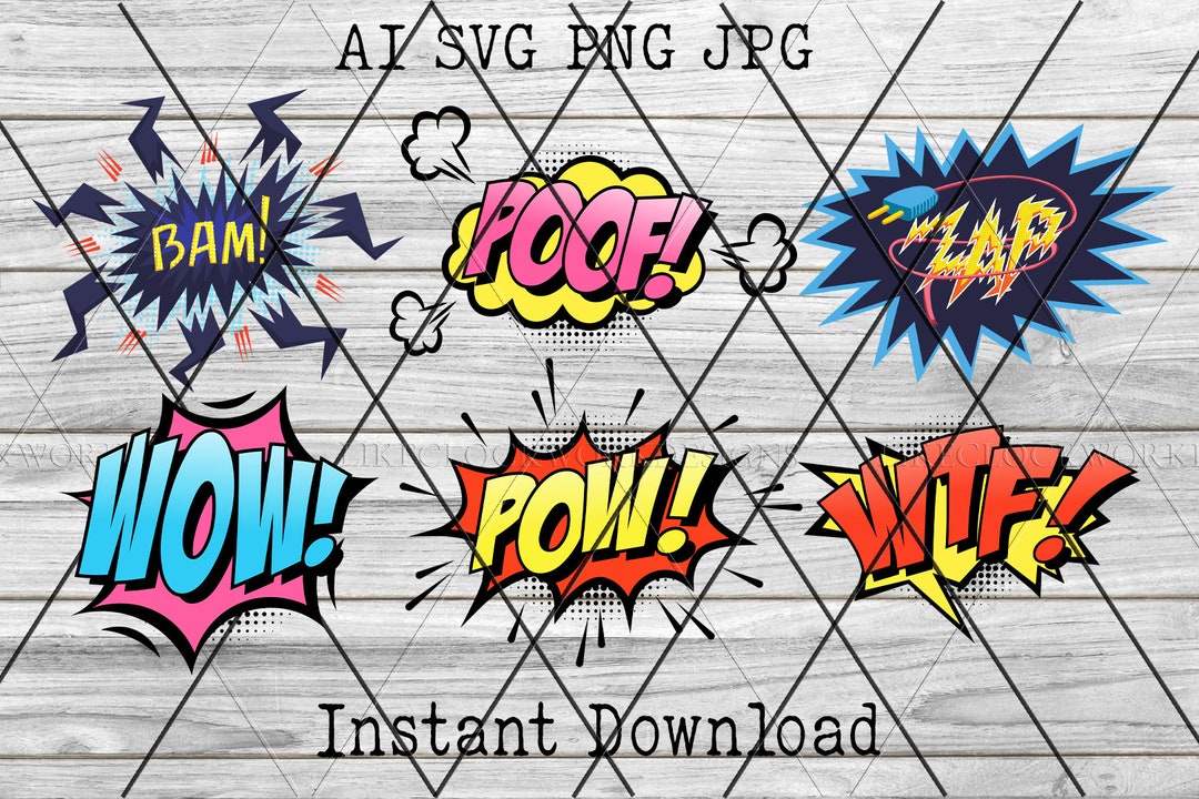 Comic PNG Comic Action Bubble PNG Bundle Comic Cartoon Style Digital ...