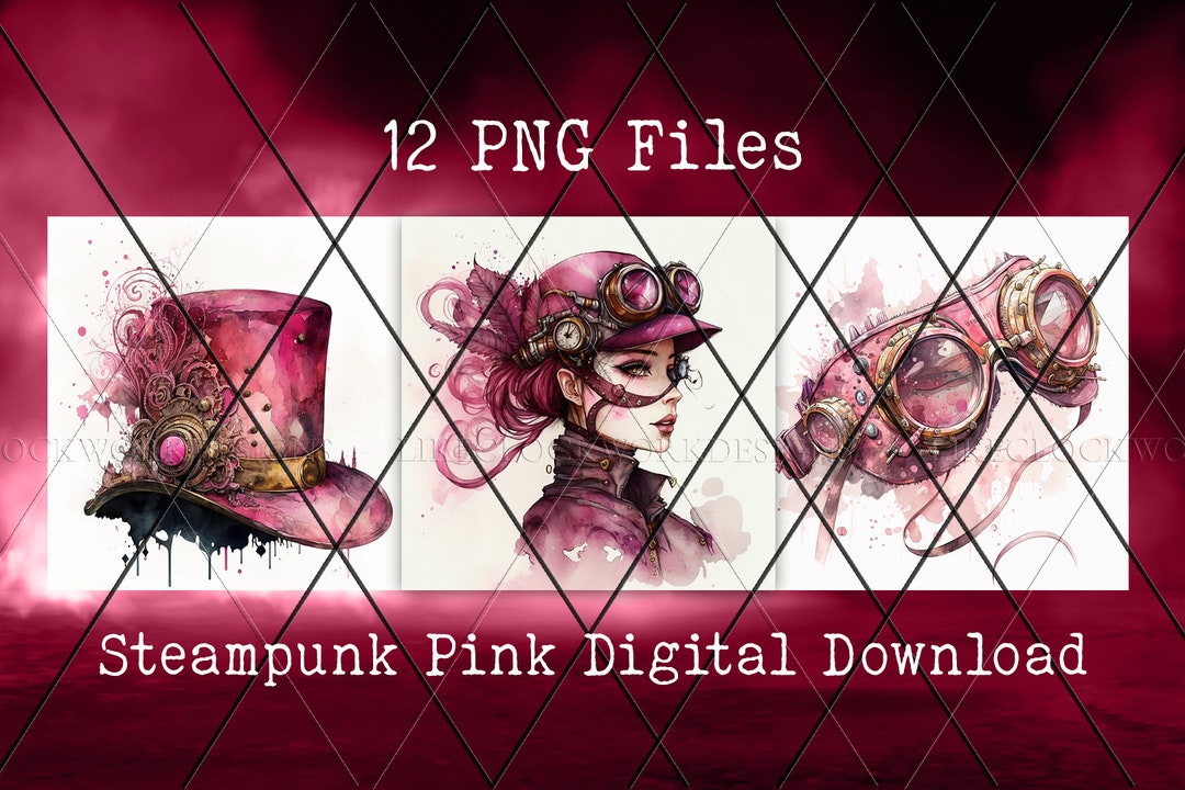 Pink Steampunk Digital Download Pink Steampunk PNG Bundle Steampunk ...