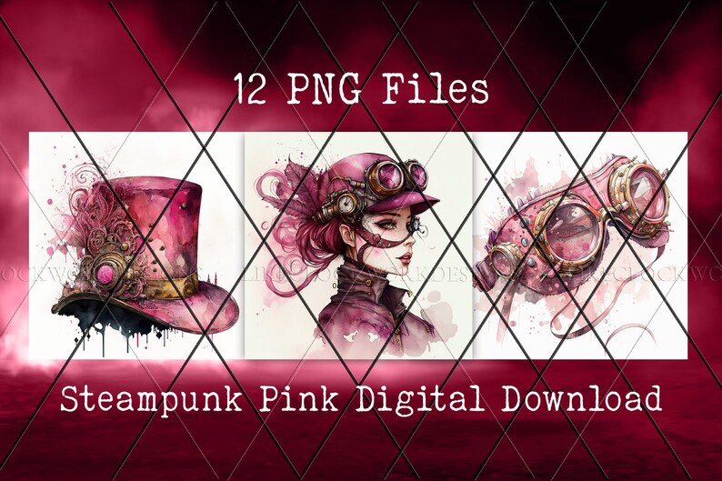 Pink Steampunk Digital Download Pink Steampunk PNG Bundle Steampunk ...
