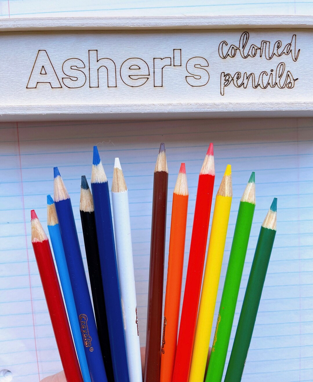 Personalized Wood Colored Pencil Box Storage Case Back to - Etsy