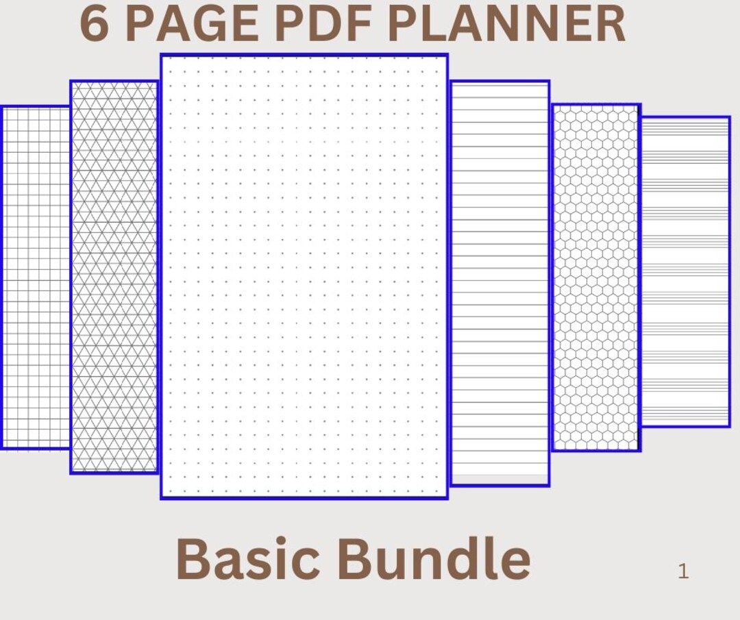6 PAGE PDF PLANNER, Dot Grid Paper Lined Paper Graph Paper Notebook ...