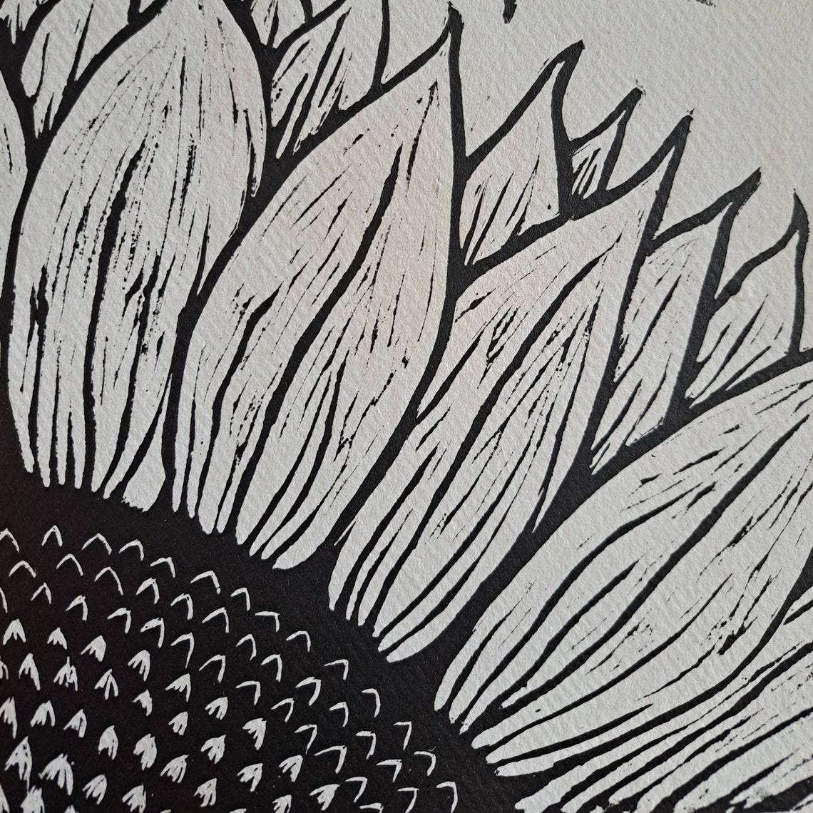 Believing. Original Linocut Print of a Bee and a Sunflower. A3 Size 11. ...