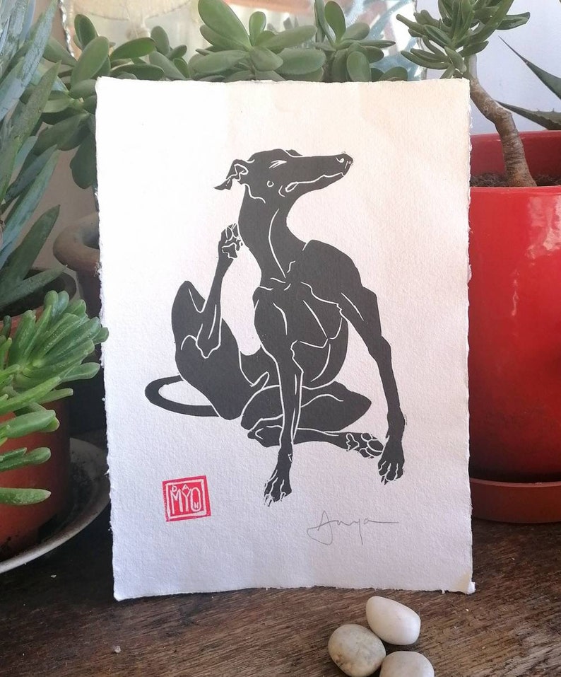 Set of 6 Beautiful Handmade Longdog Linocut Prints. Send a - Etsy