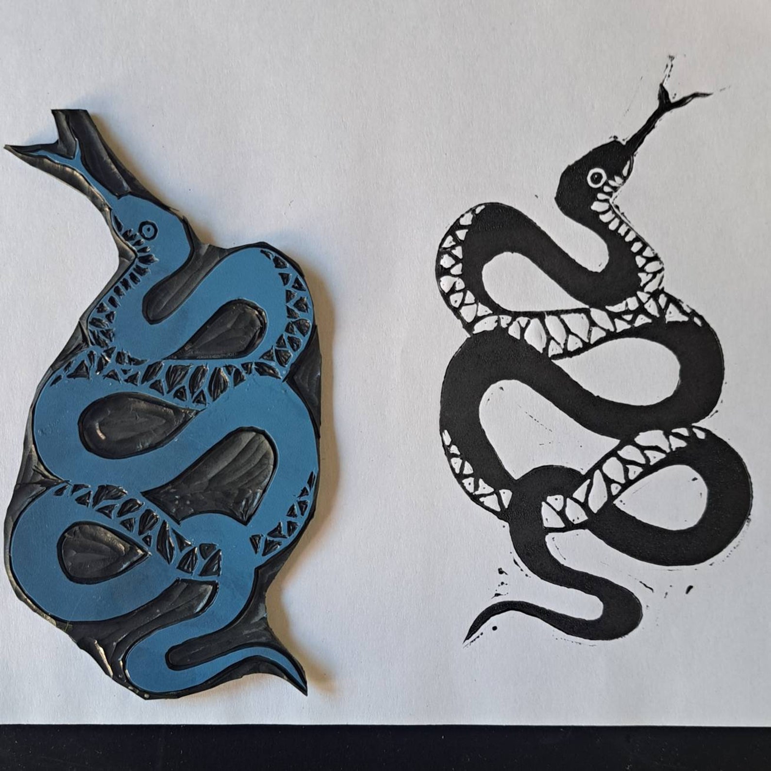 Fenny Snake. Original Linocut Print 4 1/4" X 6" (A6) - Etsy