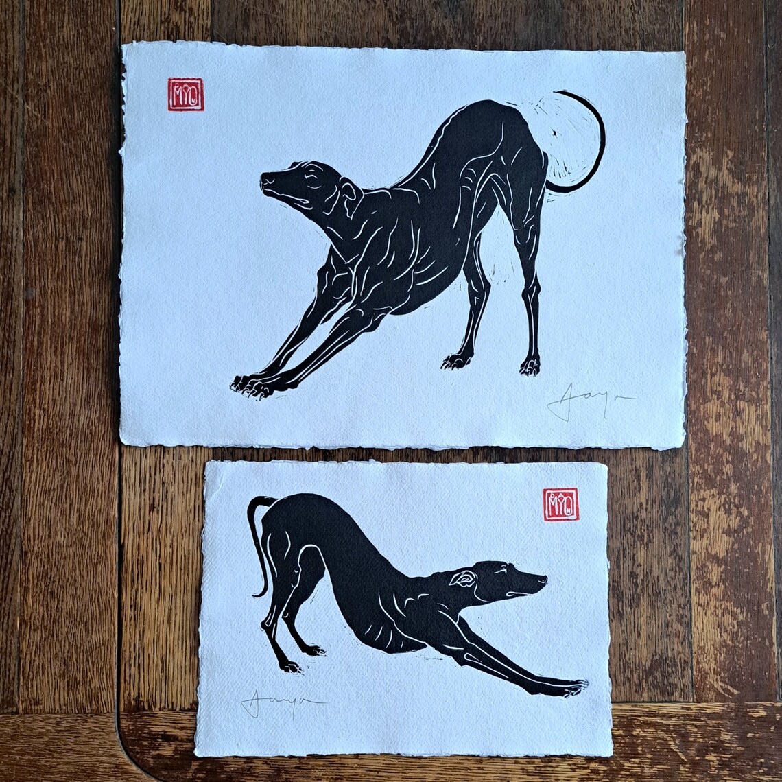 A Big, Big Stretch. A3 (16.5" X 11.5") Handmade Linocut Print. Perfect ...