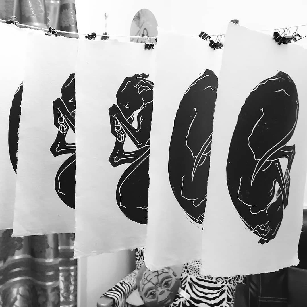 Gorgeous, Curled Up, Sleepy Whippet. Hand Printed Linocut. (A4 Size) - Etsy