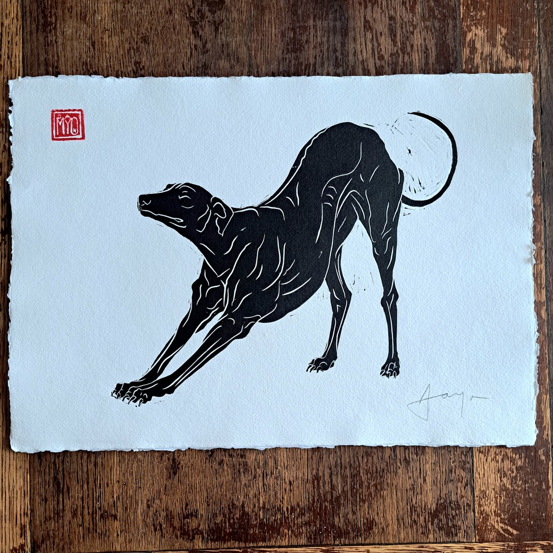 A Big, Big Stretch. A3 (16.5" X 11.5") Handmade Linocut Print. Perfect ...