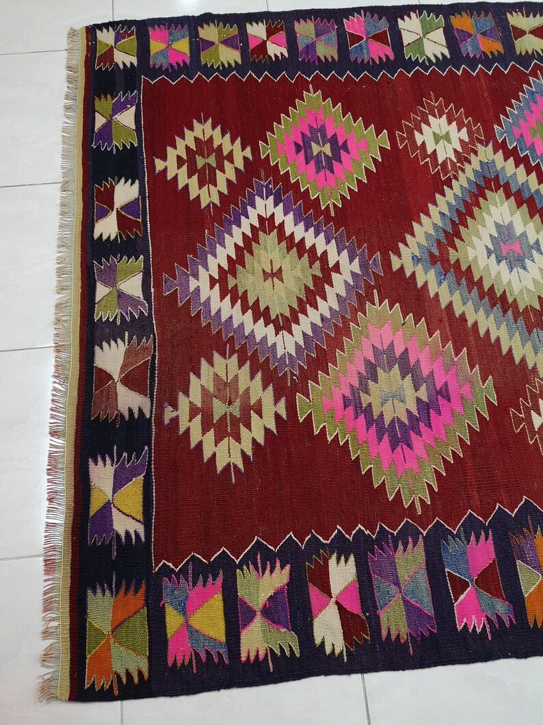 Alfombra Kilim turca roja, decoración vintage (1,7 x 2,3 m) - Etsy España