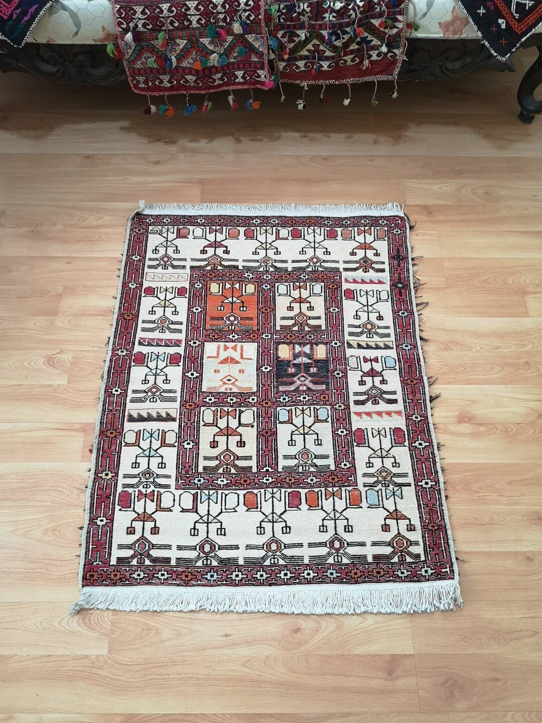 Aesthetic White Rug, 2.5 X 3.3 Ft Rug, Vintage Small Rug, White Accent ...