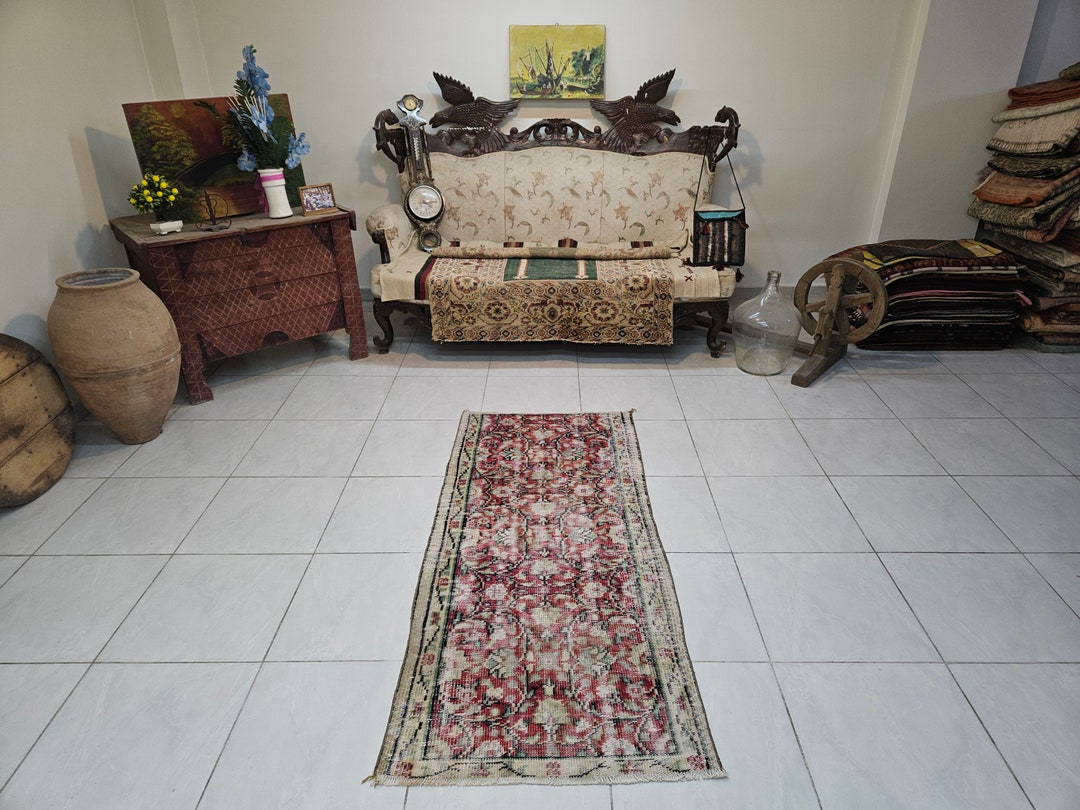 Red Vintage Handwoven Wool Rug, Boho Carpet (2.6 X 5.7 Ft) - Etsy