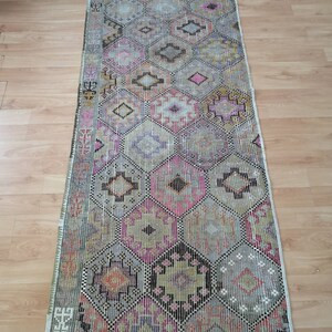 Pink Tribal Rug, 3 X 8.5 Ft Rug, Vintage Turkish Rug, Ethnic Boho Rug ...