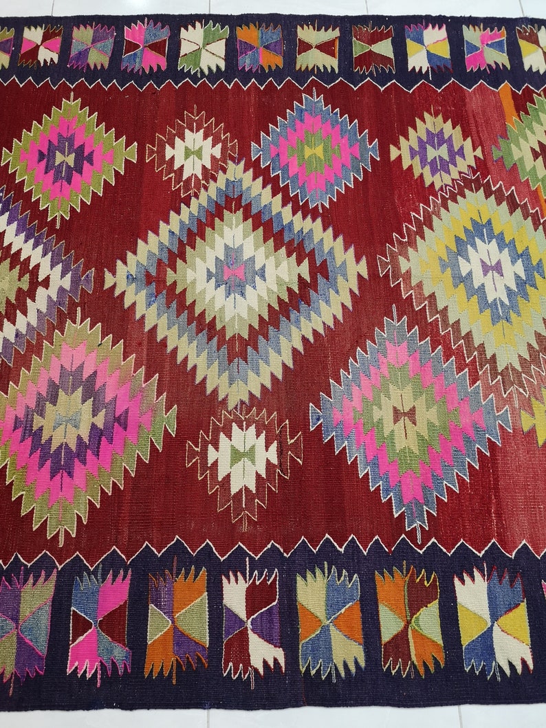 Alfombra Kilim turca roja, decoración vintage (1,7 x 2,3 m) - Etsy España