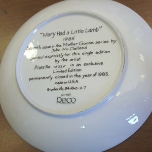 1985 Mary Had a Little Lamb Mother Goose Series Collector Plate Q55 - Etsy