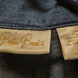 Bobbie Brooks Blue Denim Jacket Shirt Large Embroidered Floral Long ...