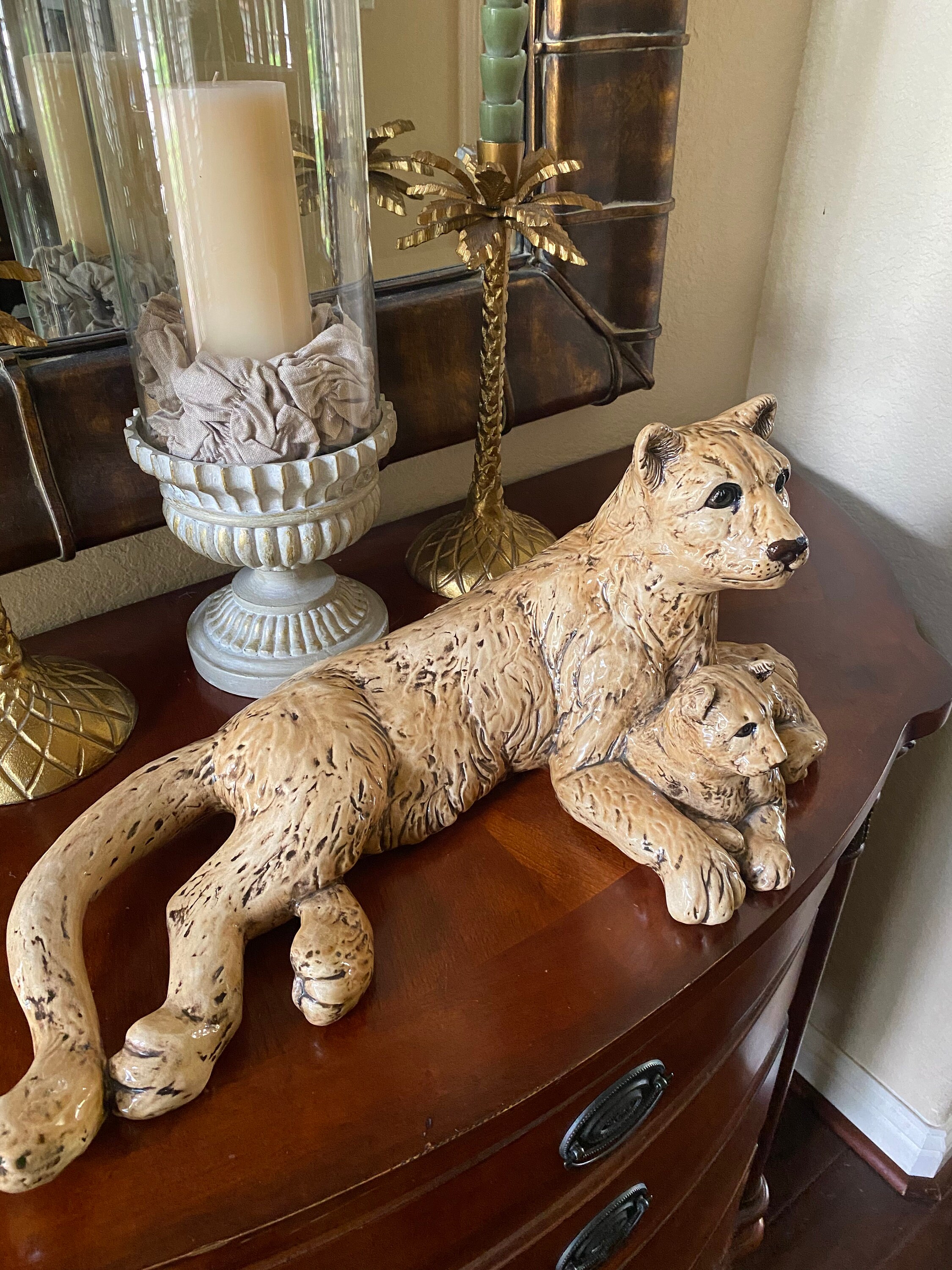 Mid Century Lioness and Cub Statue/figurine - Etsy