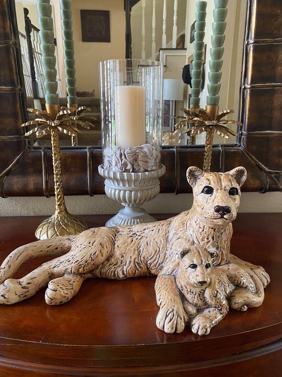 Mid Century Lioness and Cub Statue/figurine - Etsy