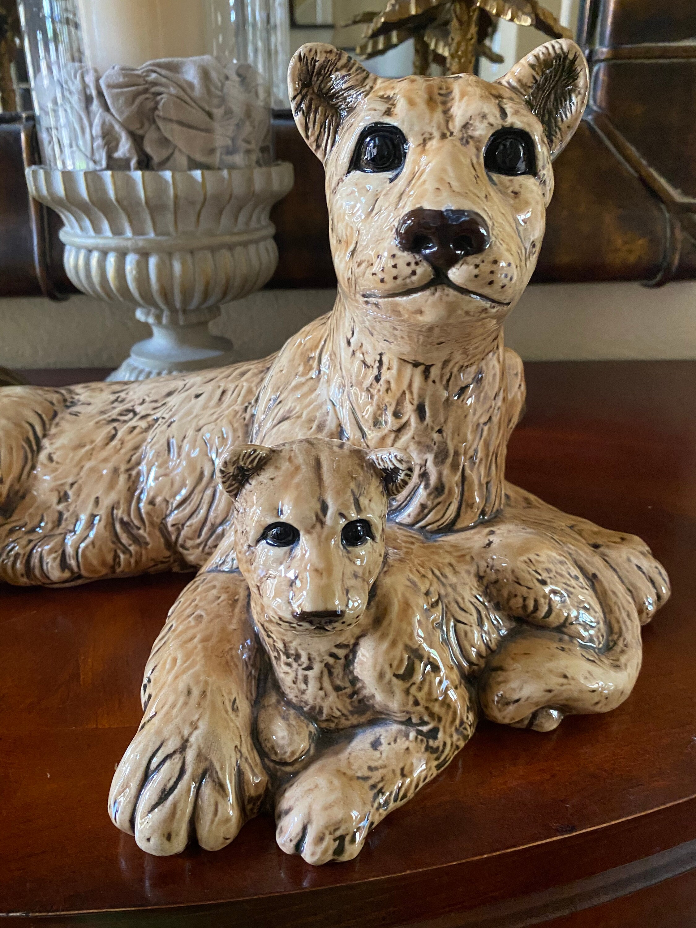 Mid Century Lioness and Cub Statue/figurine - Etsy