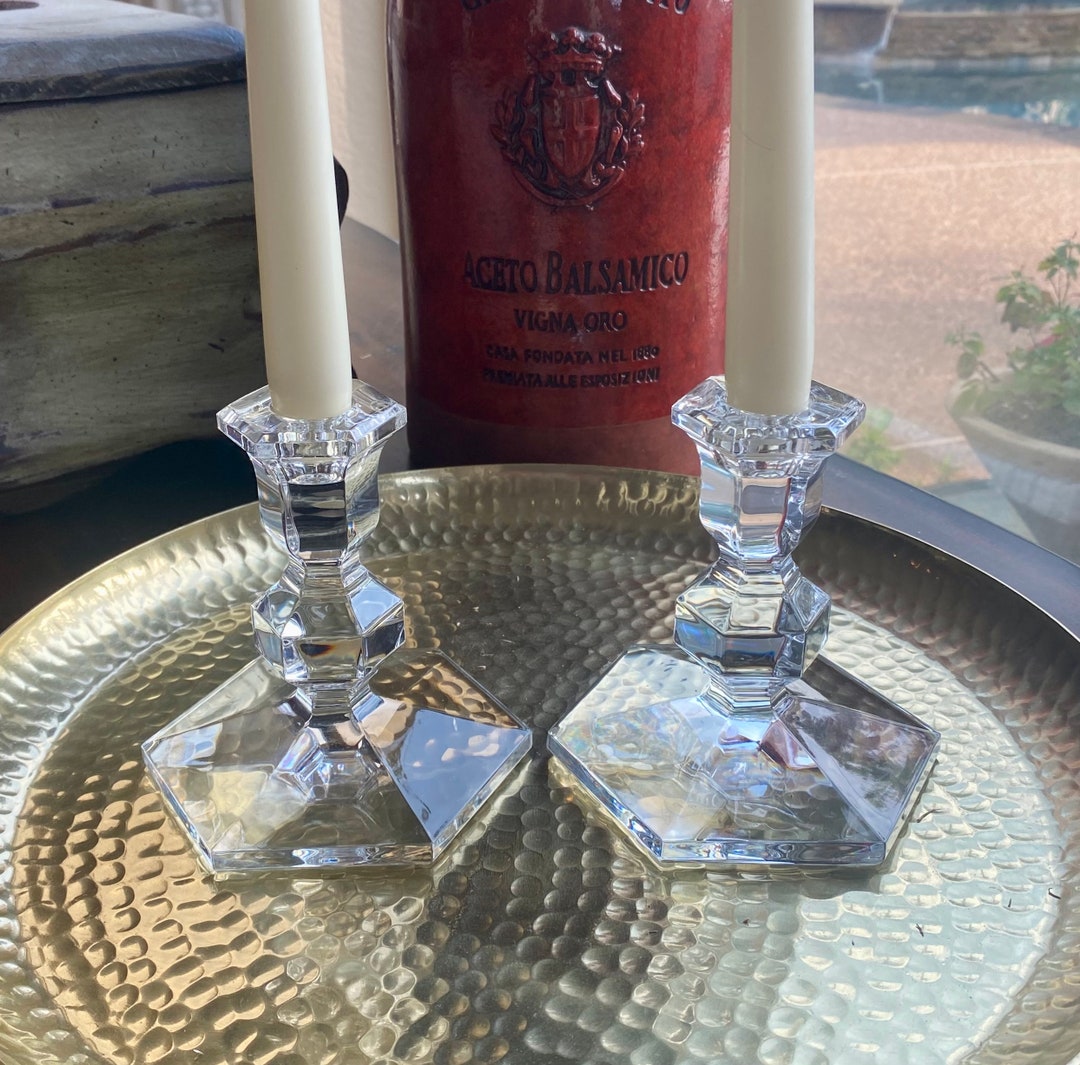 Val St Lambert Crystal Candlesticks - Etsy
