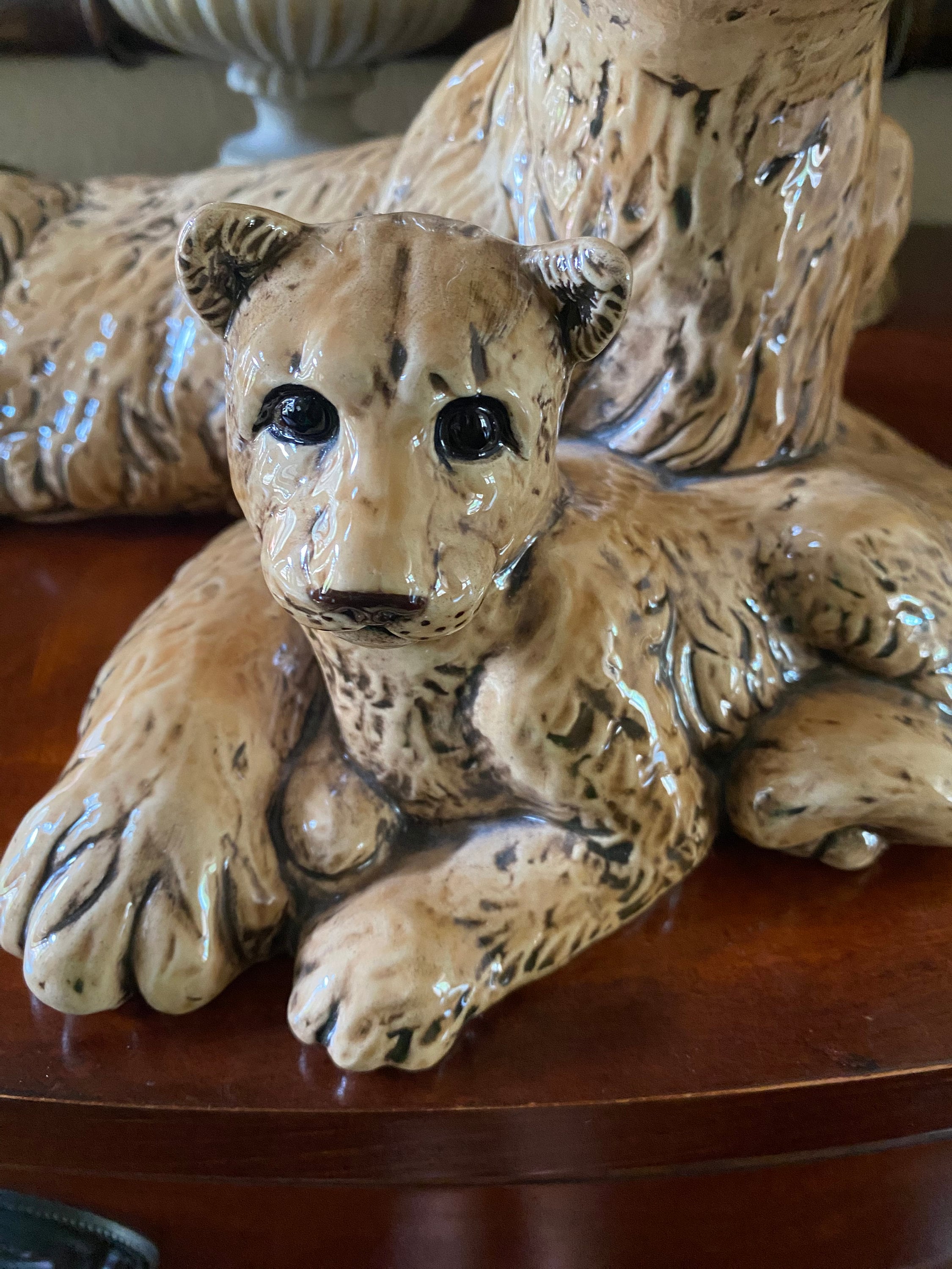 Mid Century Lioness and Cub Statue/figurine - Etsy