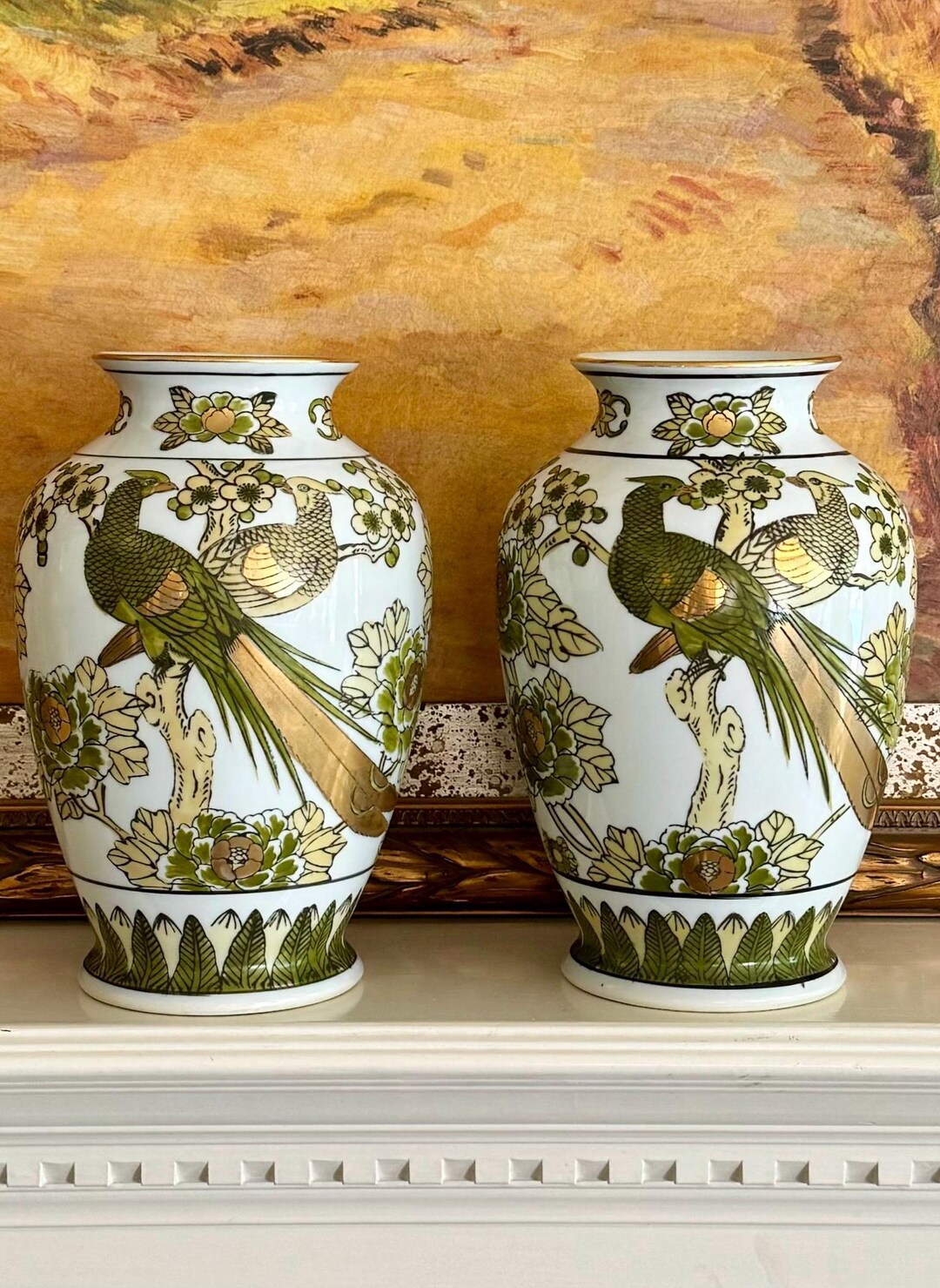 Gold Imari Green Vases - Etsy