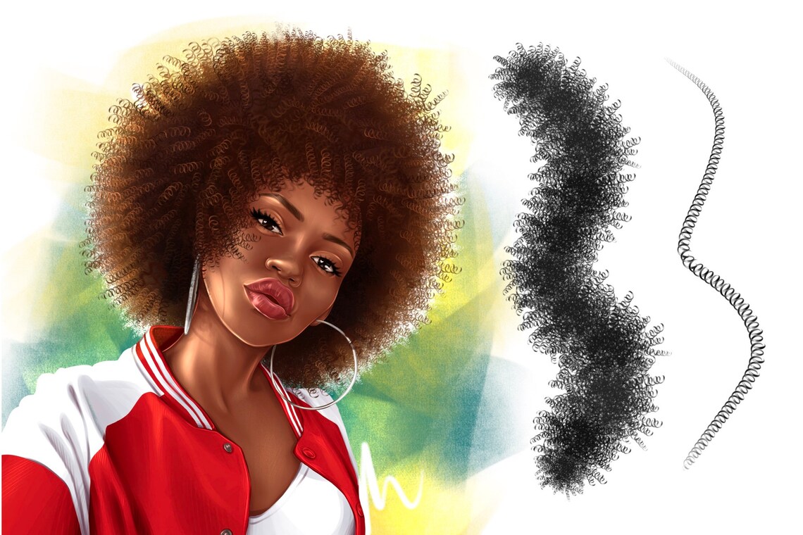 Procreate Hair Brushes, Procreate Brush Afro Curly Hair and Pigtails - Etsy