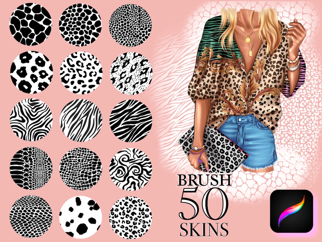 Animal Print Procreate Brush Set Leopard Zebra Cow Pattern, Animal ...