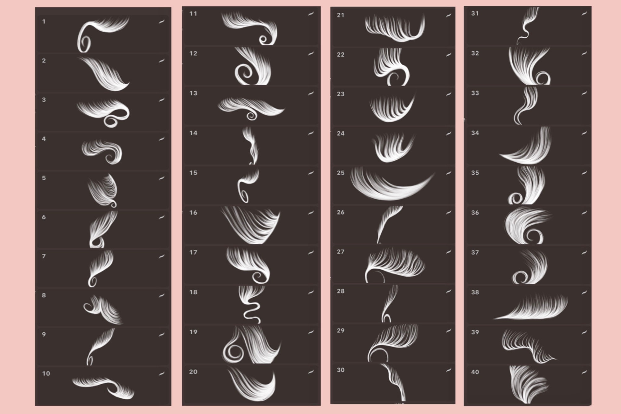 Hair Stamp, 40 Digital Baby Hair, Procreate Hair Brush, Brushes ...