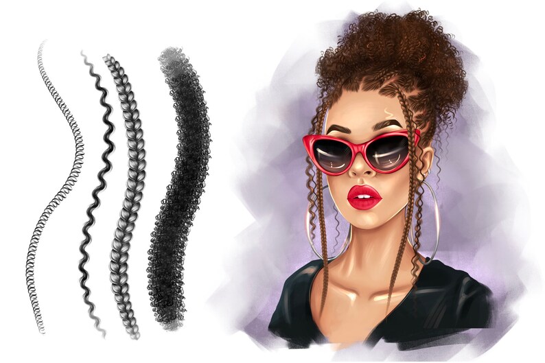 Procreate Hair Brushes, Procreate Brush Afro Curly Hair and Pigtails - Etsy