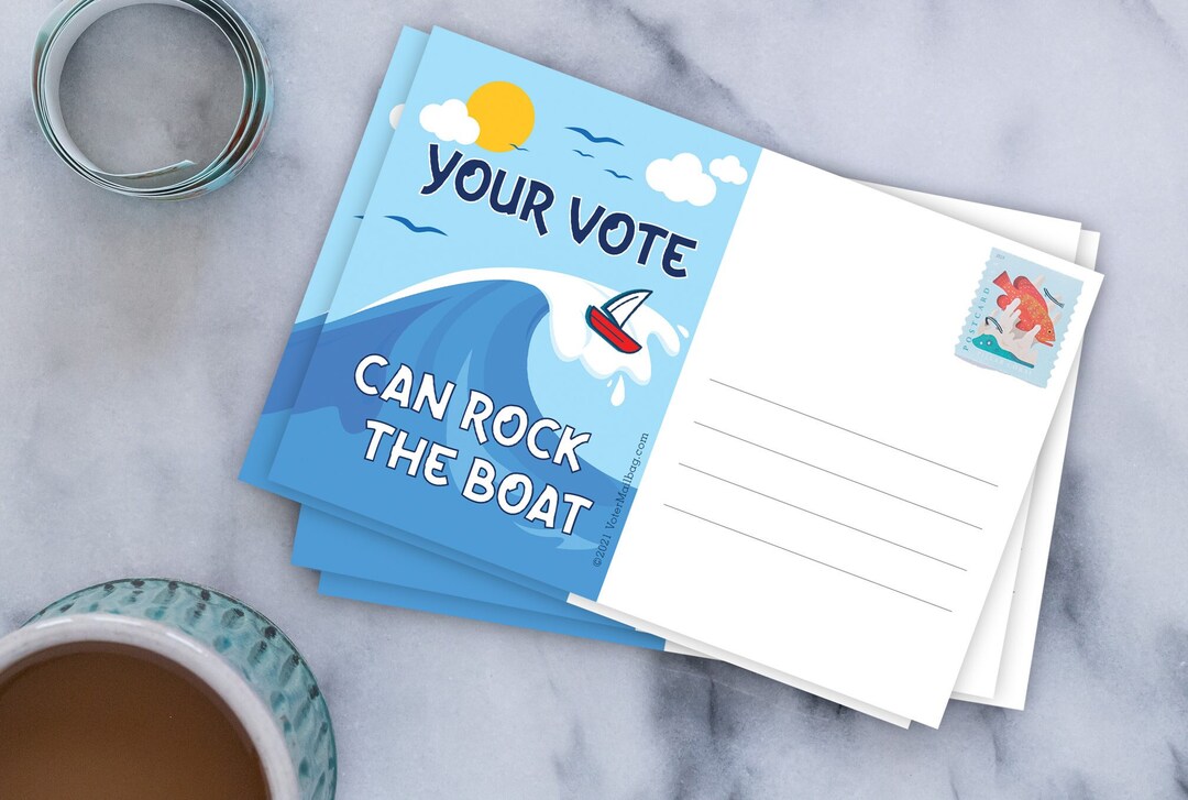 Blue Wave Voter Postcards - Your Vote Can Rock the Boat - Etsy