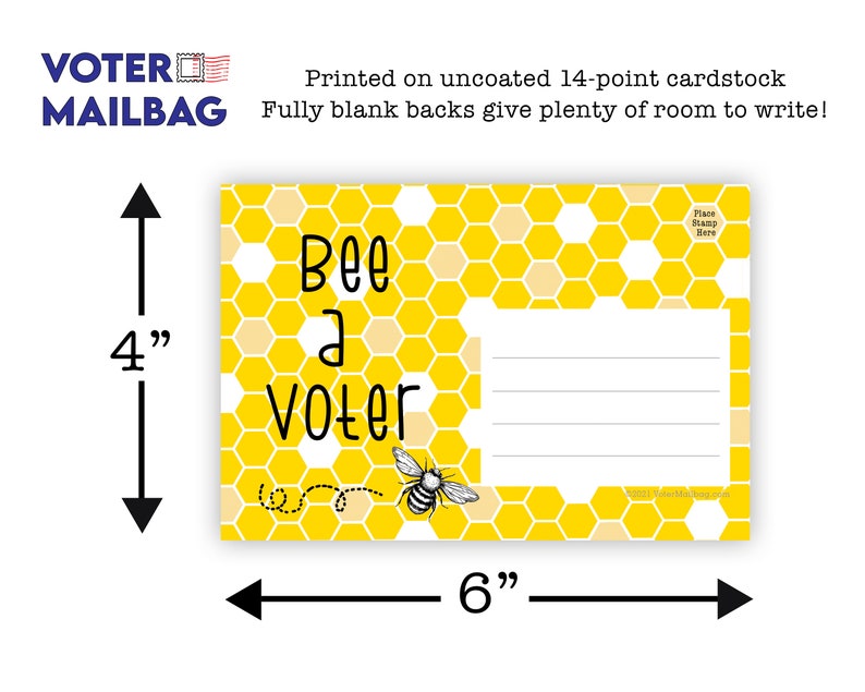 Bee A Voter Postcard - Blank Postcards for Voters - Etsy