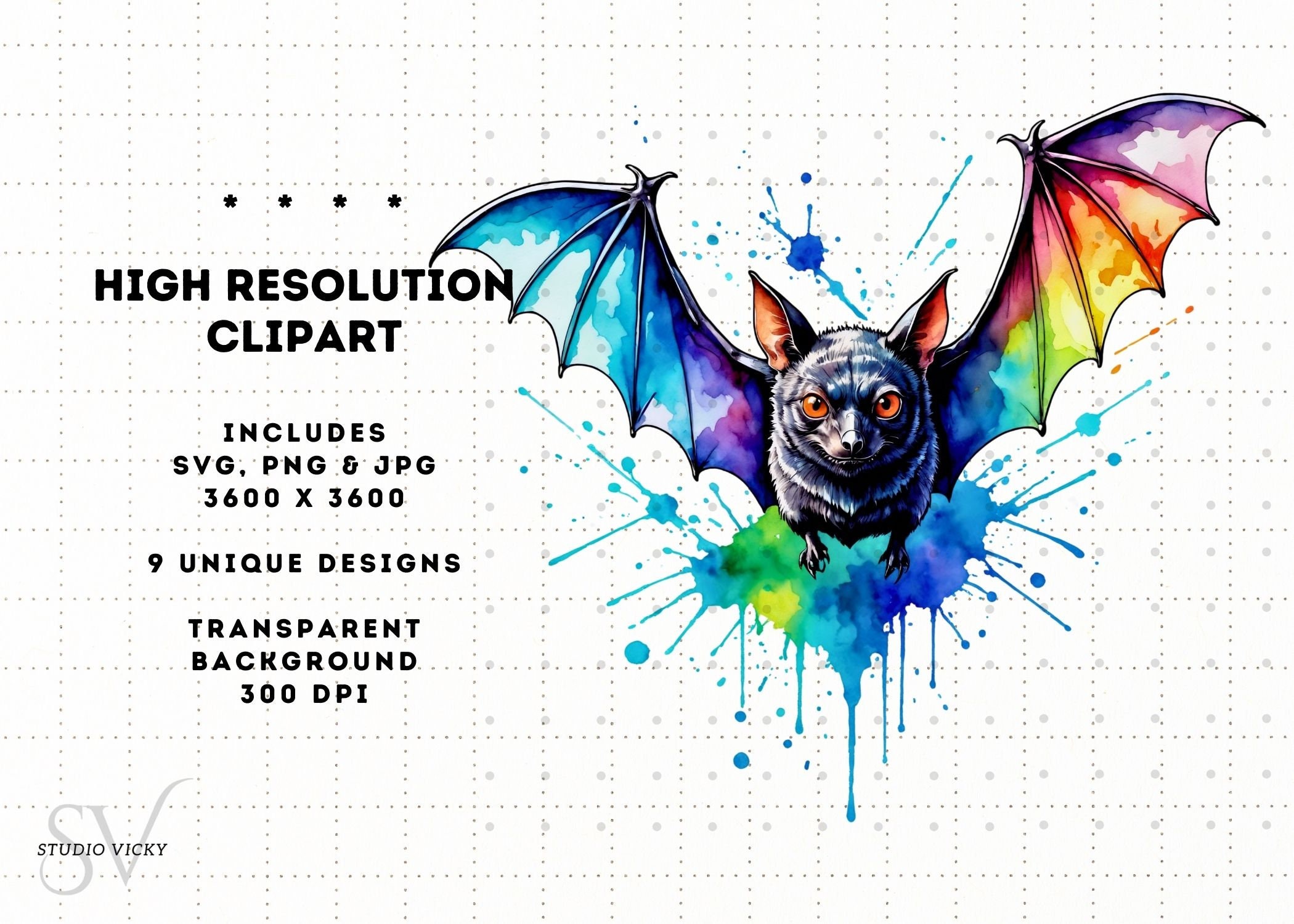 Watercolor Bats Clipart, Bats SVG, Bats PNG, Bats for Crafts, Flying ...