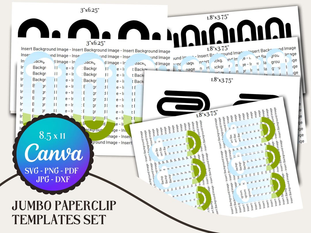 Jumbo Paper Clip Template: Canva Editable Bookmark SVG Bundle (digital ...