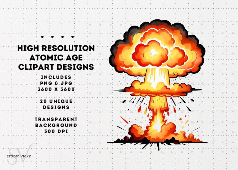 Atomic Age Clipart, Nuclear Fallout PNG Art, 50s Clip Art, Rocket Cola ...