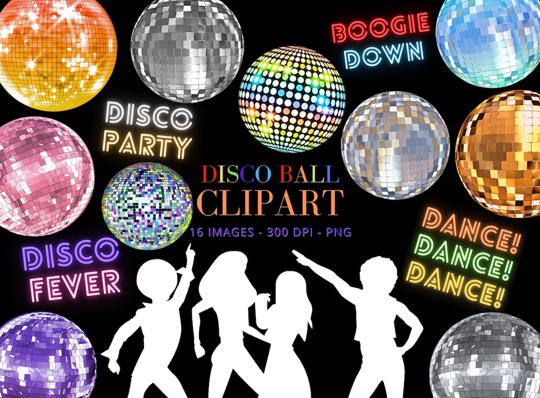 Disco Ball Clipart, Instant Download, Disco Ball PNG and JPG Files ...