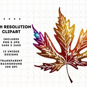 Fall Leaves SVG Glitter Leaf PNG Clipart Bundle Fall Craft Project for ...