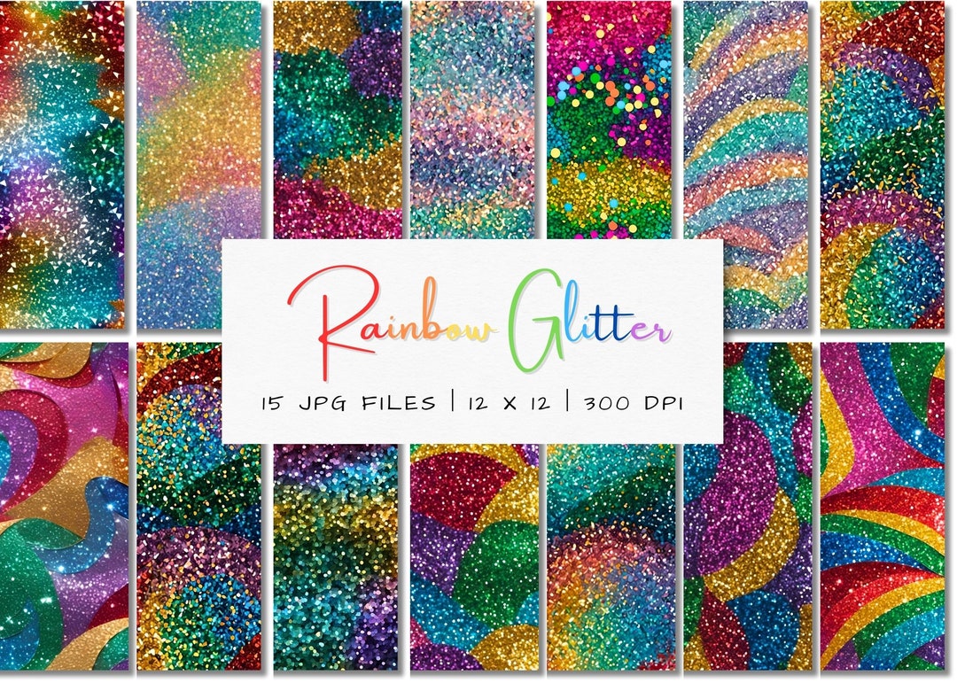 Rainbow Glitter Digital Paper, Instant Download, JPEG Glittered Paper ...